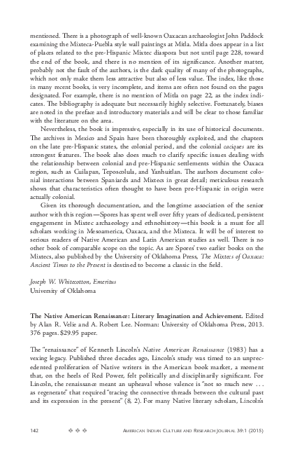 (PDF) Review of Native American Renaissance: Literary Imagination and ...