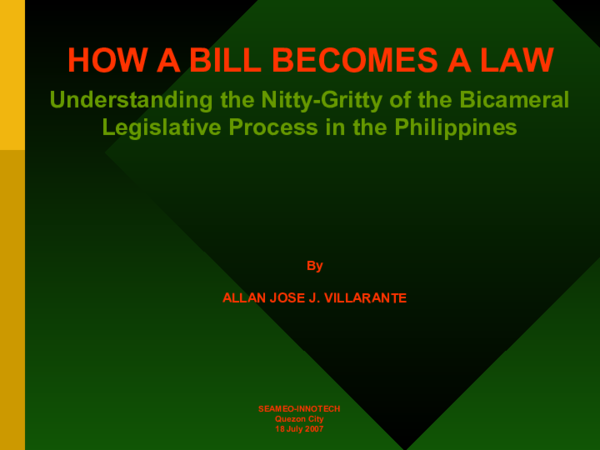 (PPT) HOW A BILL BECOMES A LAW Understanding the Nitty-Gritty of the ...