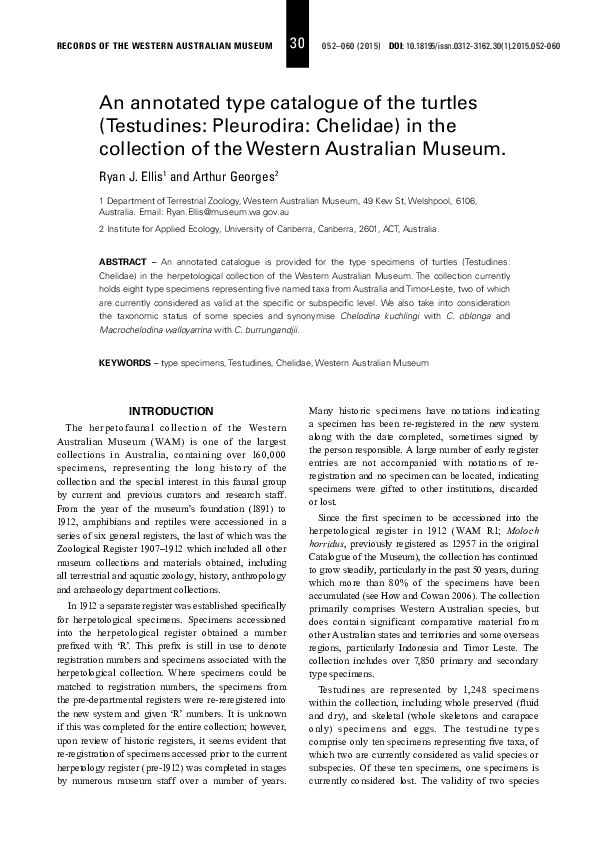 (PDF) A new species of long-necked turtle (Testudines: Chelidae) from ...