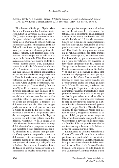 (PDF) Raviola, Blythe A. y Varallo, Franca, L’Infanta Caterina d ...