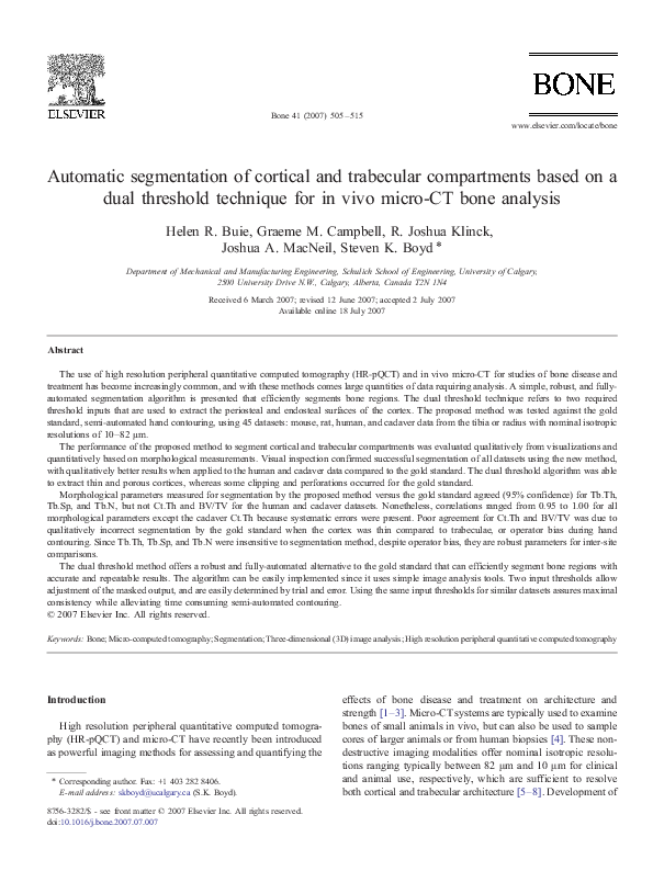 (PDF) The importance of processing procedures and threshold values in CT scan segmentation of ...