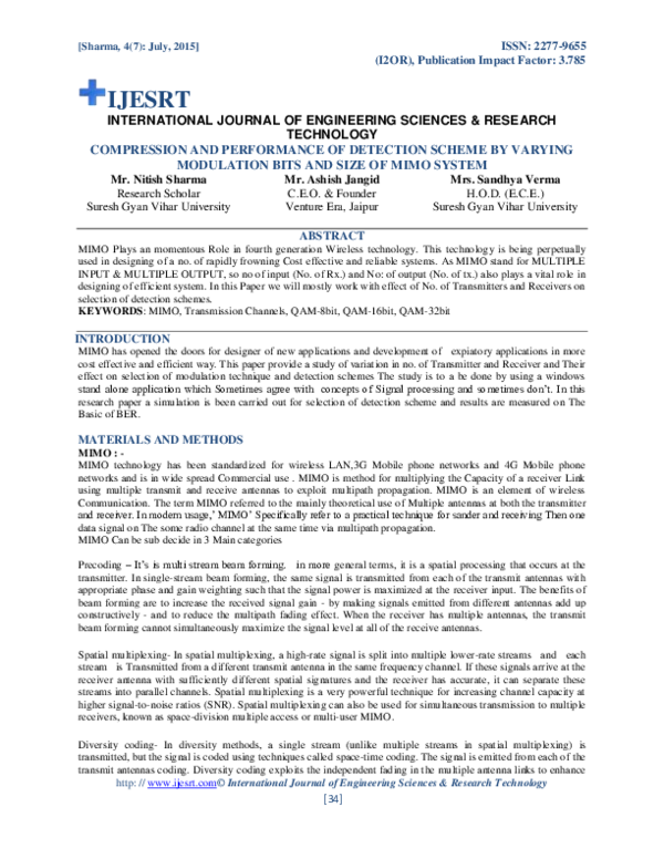 Pdf Compression And Performance Of Detection Scheme By Varying Modulation Bits And Size Of