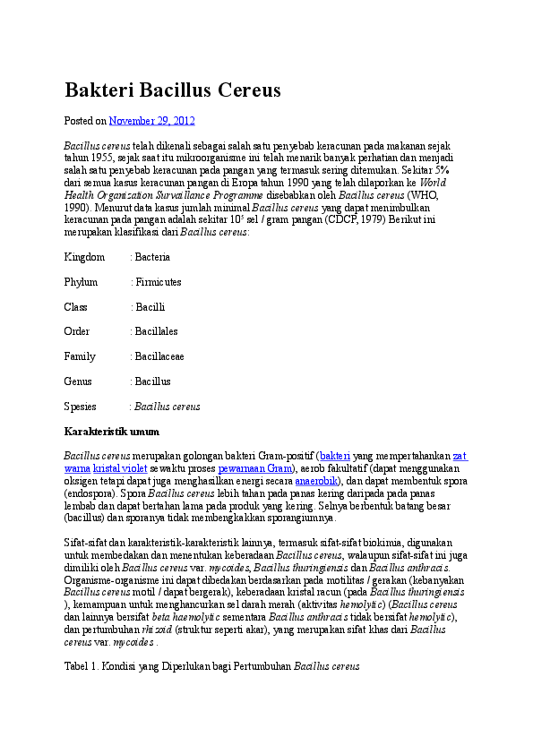 (DOC) Bakteri Bacillus Cereus