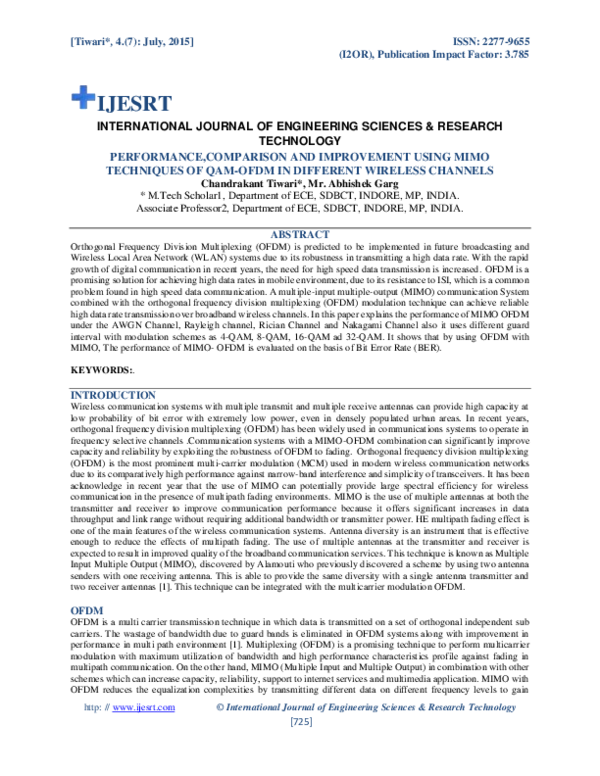 Pdf Performance Comparison And Improvement Using Mimo Techniques Of