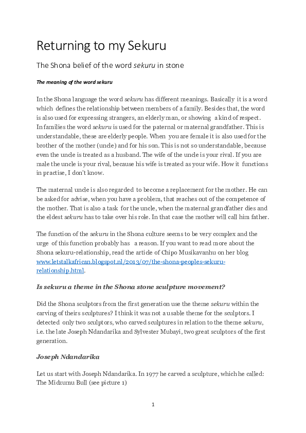 (PDF) Returning to my Sekuru