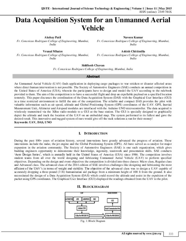 (PDF) Data Acquisition System for an Unmanned Aerial Vehicle