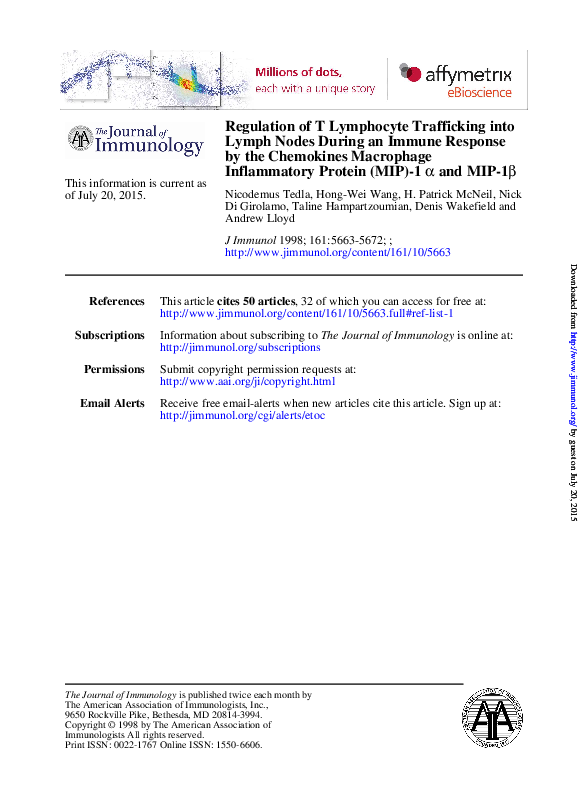 (PDF) and MIP1{beta} Inflammatory Protein (MIP)-1{alpha} Chemokines Macrophage an Immune ...