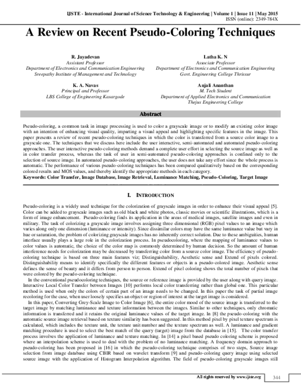 (PDF) A Review on Recent Pseudo-Coloring Techniques