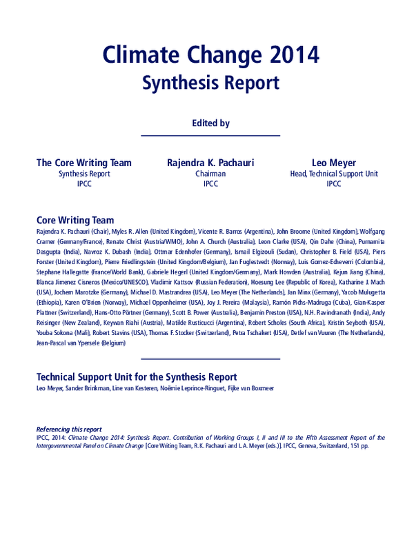 (PDF) Climate Change 2014 Synthesis Report