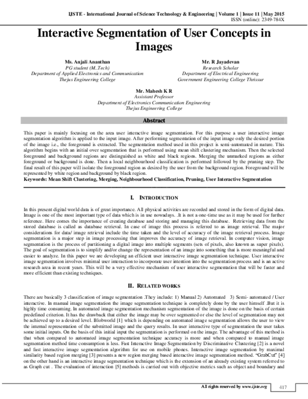 Pdf Interactive Segmentation Of User Concepts In Images