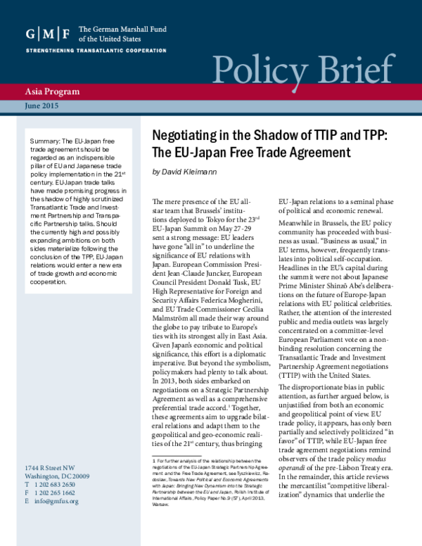 (PDF) Negotiating in the Shadow of TTIP and TPP: The EU-Japan FTA