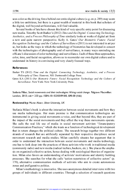 (PDF) Social movements and their technologies: Wiring social change