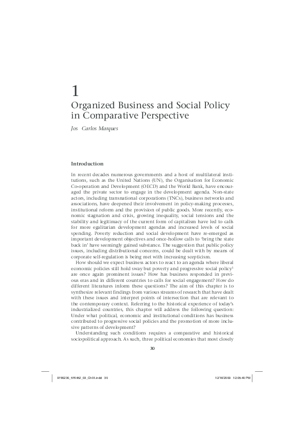 (PDF) Organized Business and Progressive Social Policy in Comparative ...