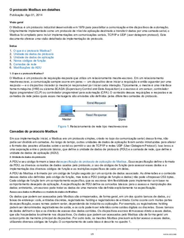 (PDF) O protocolo Modbus em detalhes