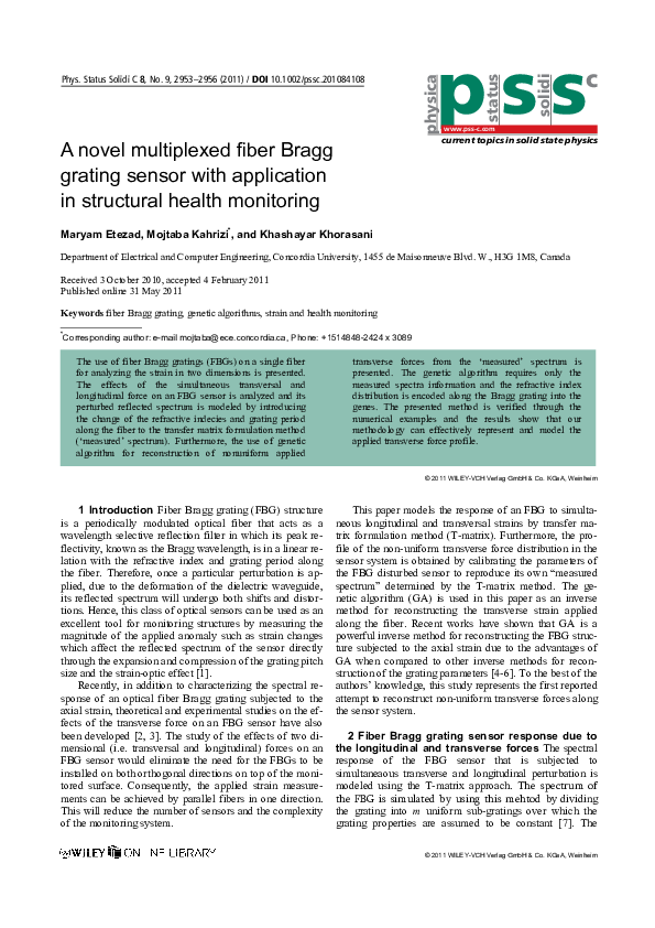 (PDF) A novel multiplexed fiber Bragg grating sensor with application in structural health ...
