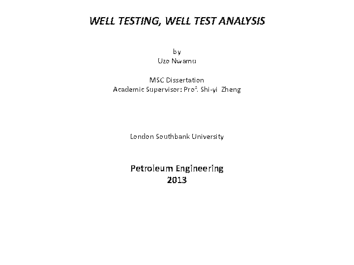 (PDF) Well Testing; Well Test Analysis