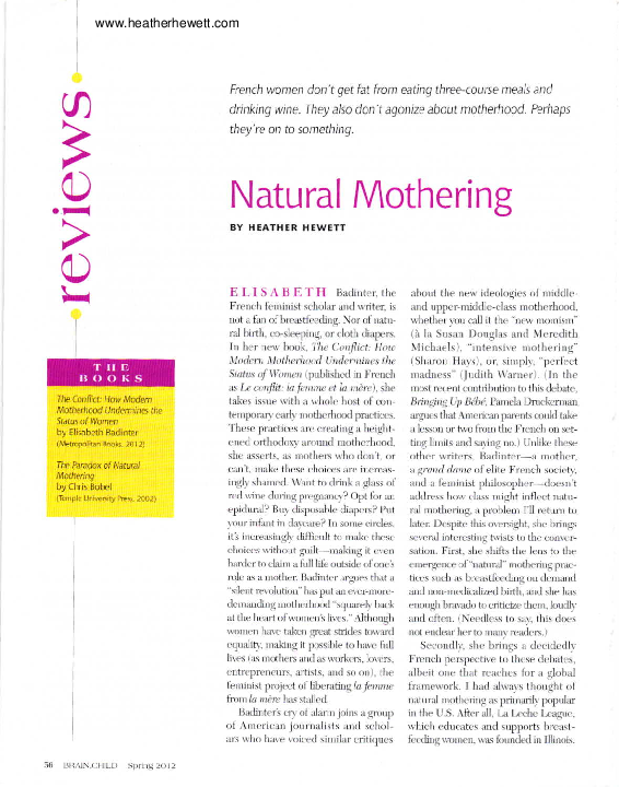 (PDF) Natural Mothering (review of The Conflict, by Elisabeth Badinter ...