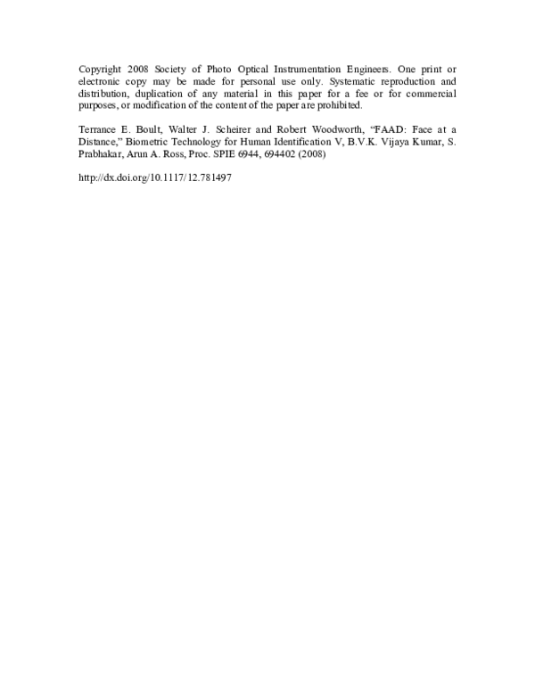 (PDF) FAAD: Face at a Distance
