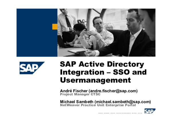 (PDF) SAP Active Directory Integration – SSO and Usermanagement André Fischer (andre.fischer@sap ...