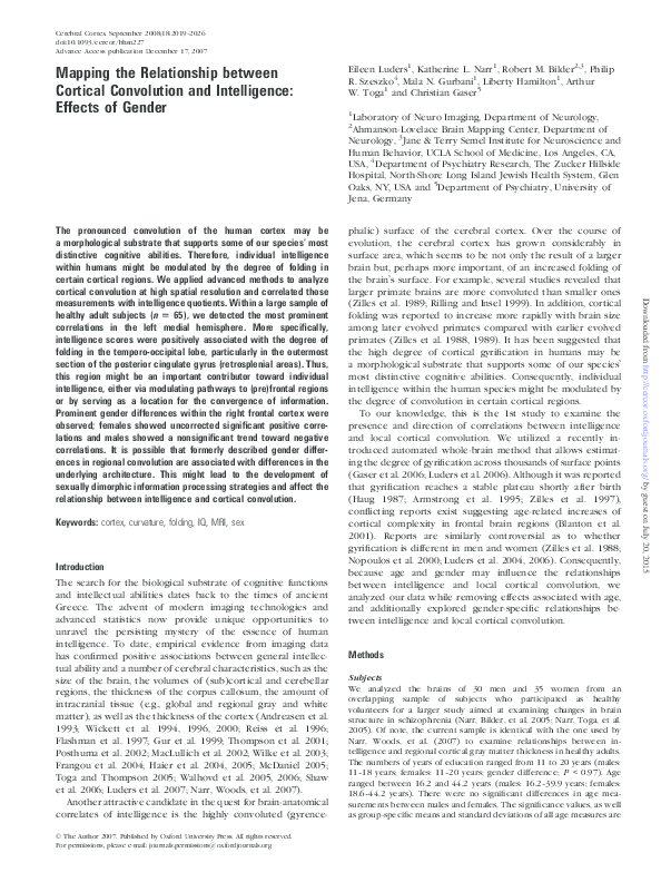 (PDF) Mapping the Relationship between Cortical Convolution and ...