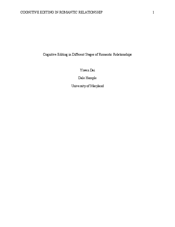 (DOC) Cognitive editing in different stages of romantic relationships ...