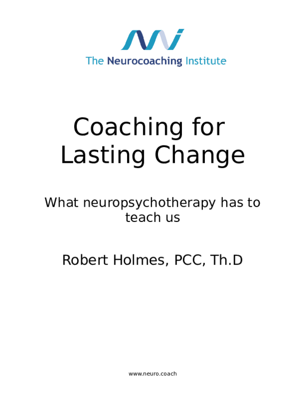 (DOC) Coaching for Lasting Change - what neuropsychotherapy has to ...