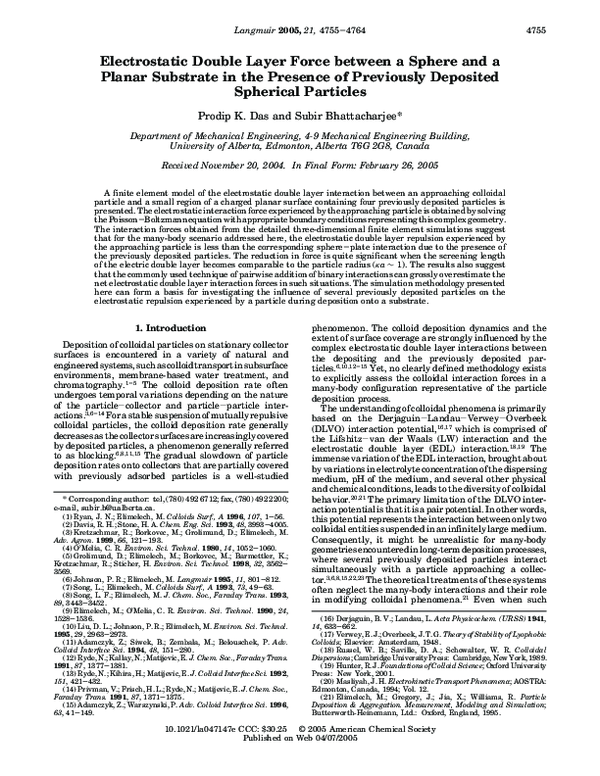 Pdf Electrostatic Double Layer Interactions In Confined And Many Body Geometries