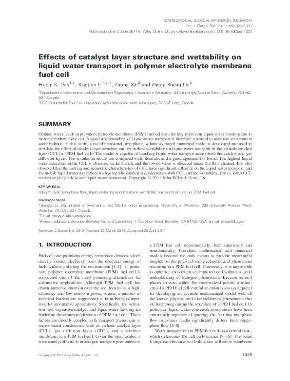 (PDF) Effects of catalyst layer structure and wettability on liquid ...