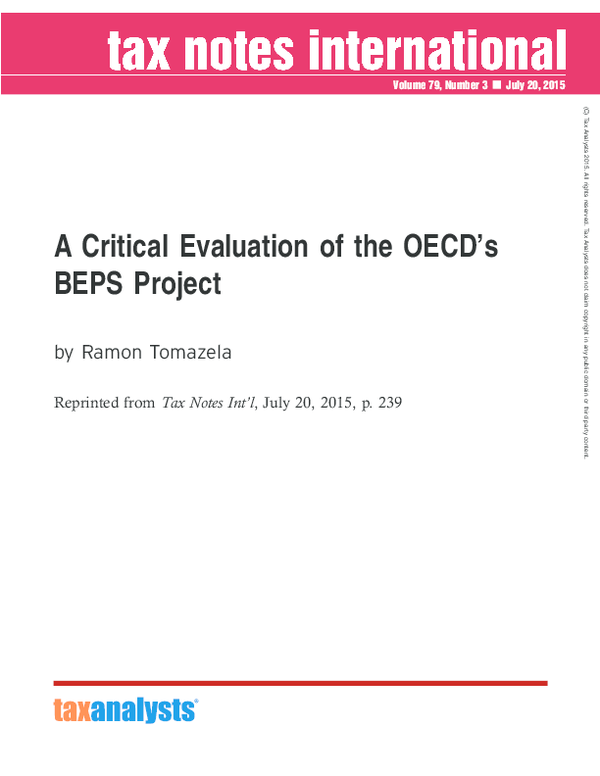 (PDF) A Critical Evaluation of the OECD's BEPS Project