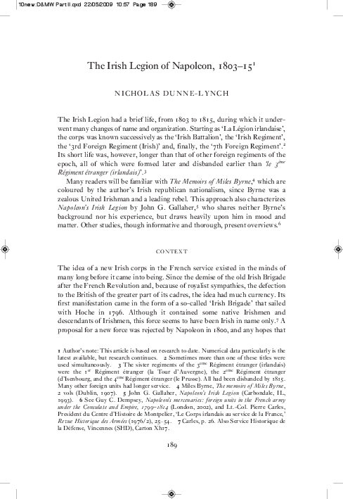 (PDF) The Irish Legion of Napoleon, 1803-15