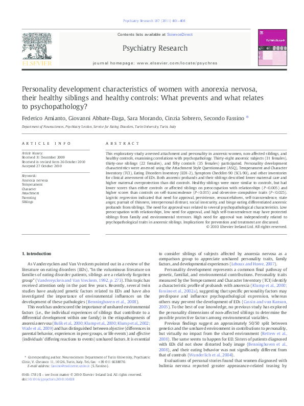 (PDF) Personality development characteristics of women with anorexia ...