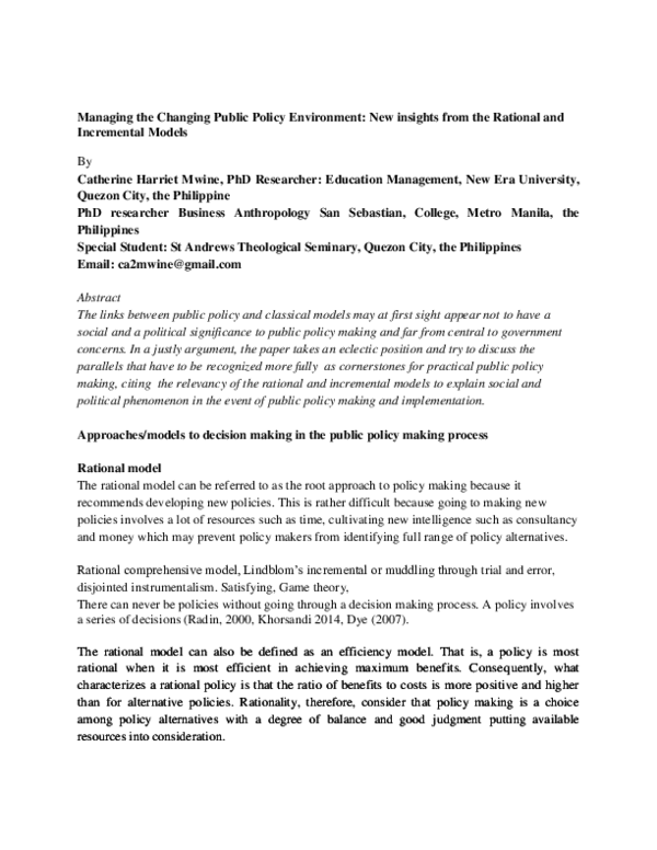 (PDF) Managing the Changing Public Policy Environment: New insights ...