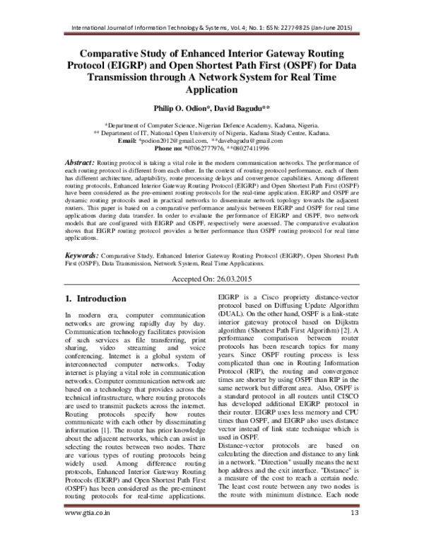 (PDF) Comparative Study of Enhanced Interior Gateway Routing Protocol ...