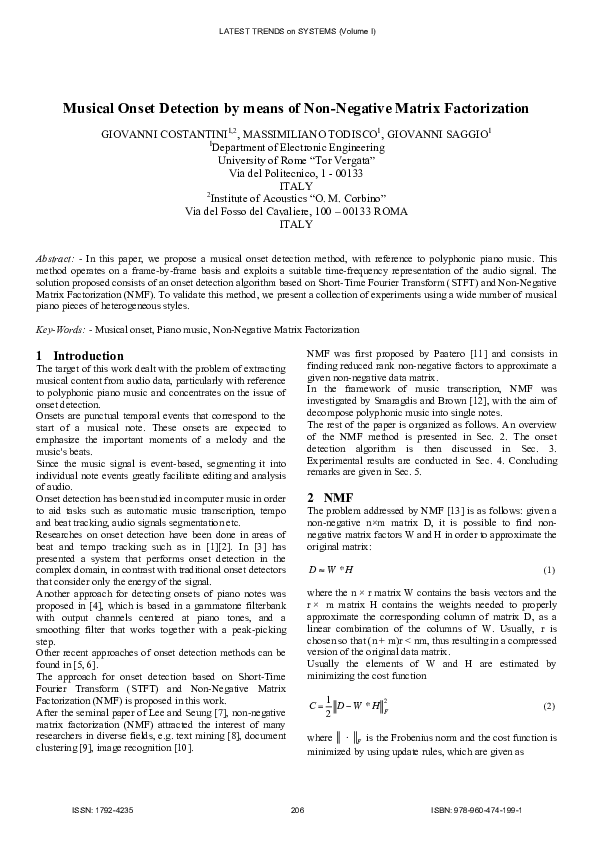 (PDF) Musical onset detection by means of non-negative matrix factorization
