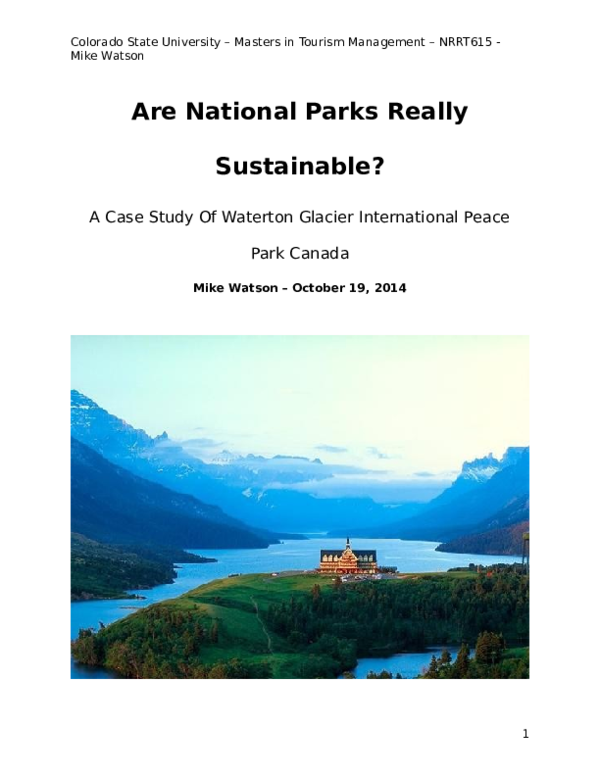 (DOC) Are National Parks Really Sustainable? A Case Study Of Waterton ...