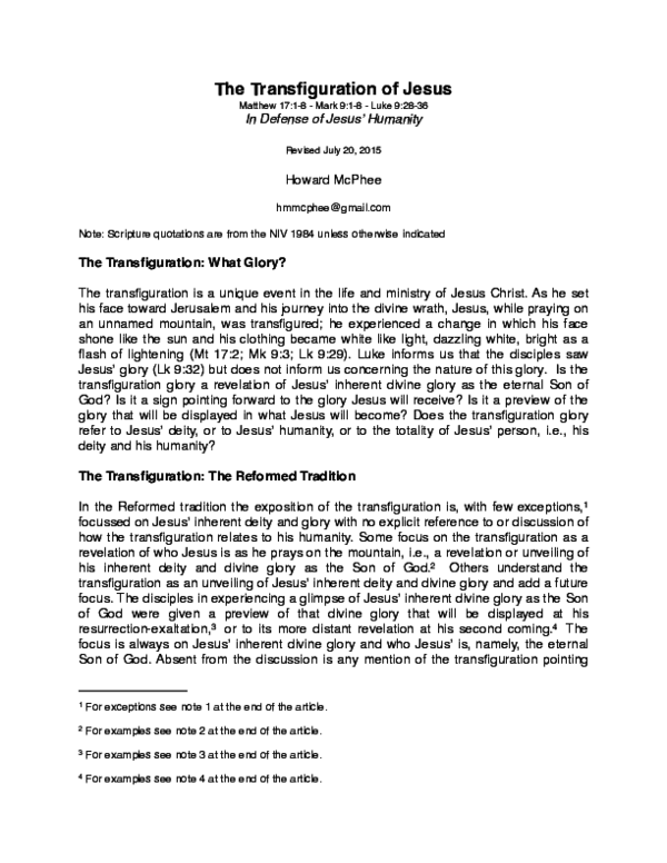 (PDF) The Transfiguration of Jesus