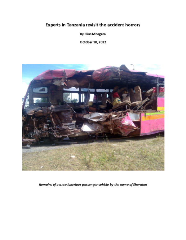 (PDF) Threatening road accidents in Tanzania