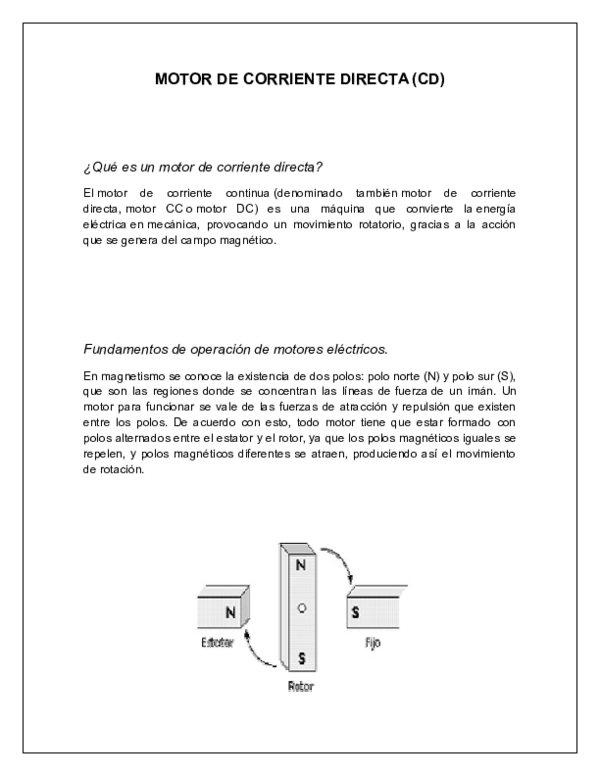 (DOC) MOTOR DE CORRIENTE DIRECTA (CD) ¿Qué es un motor de corriente directa