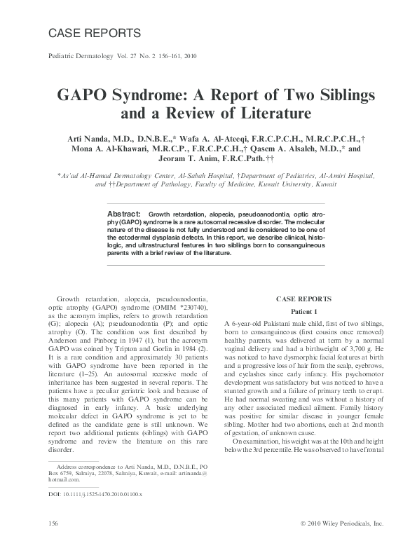 (PDF) GAPO Syndrome: A Report of Two Siblings and a Review of Literature
