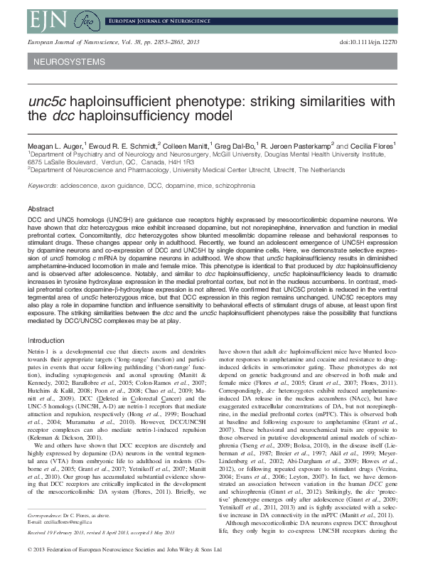 (PDF) unc5c haploinsufficient phenotype: striking similarities with the ...
