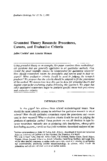 (PDF) Grounded theory research: Procedures, canons, and evaluative criteria