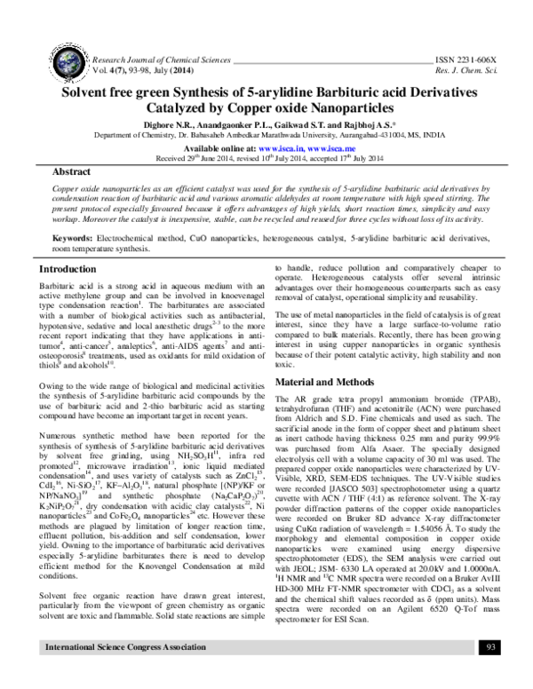 (PDF) Solvent free green Synthesis of 5-arylidine Barbituric acid ...