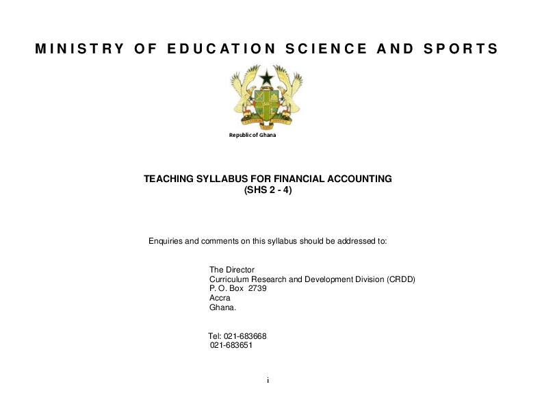 (PDF) TEACHING SYLLABUS FOR FINANCIAL ACCOUNTING RATIONALE FOR TEACHING ...