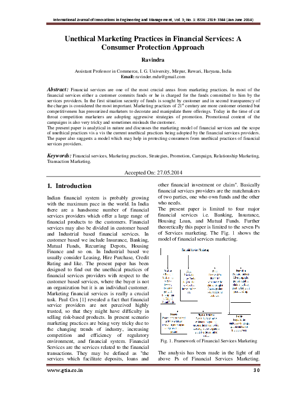 (PDF) Unethical Marketing Practices in Financial Services: A Consumer ...