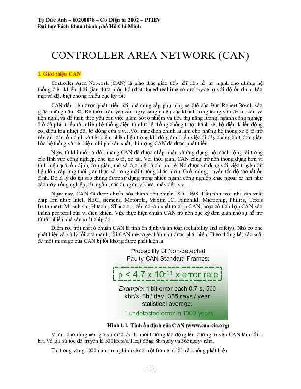 (PDF) CONTROLLER AREA NETWORK