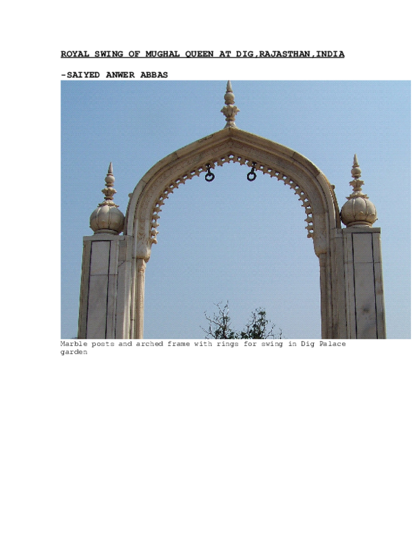 (DOC) Royal Swing of Mughal queen at DIG, Rajasthan, India