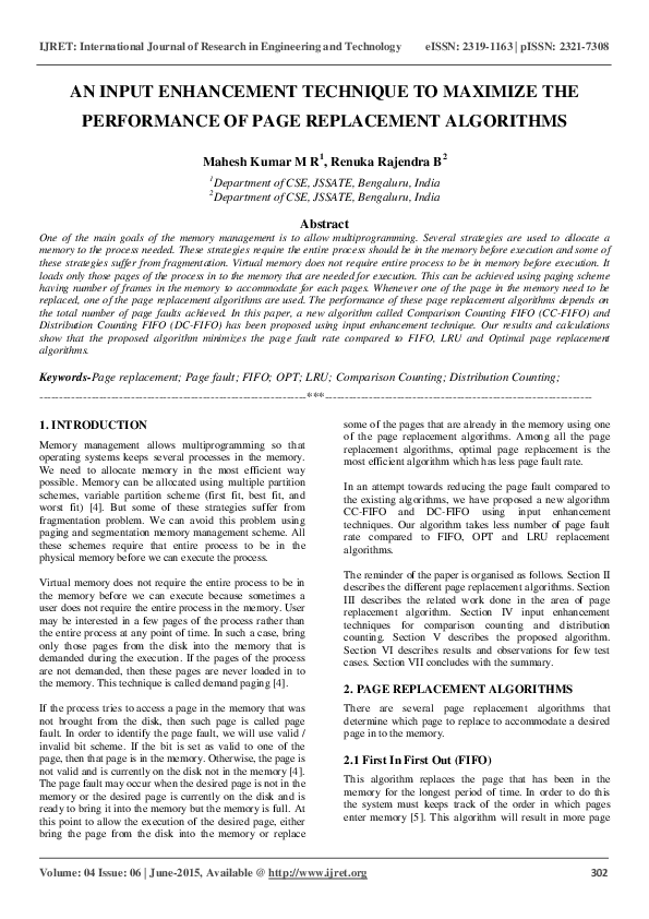 (PDF) AN INPUT ENHANCEMENT TECHNIQUE TO MAXIMIZE THE PERFORMANCE OF ...