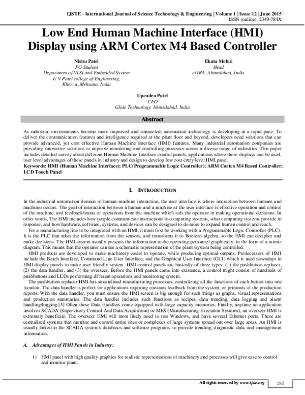 (PDF) Low End Human Machine Interface (HMI) Display using ARM Cortex M4 ...
