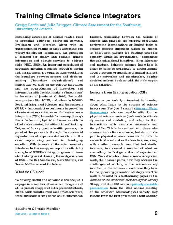 (PDF) Training Climate Science Integrators