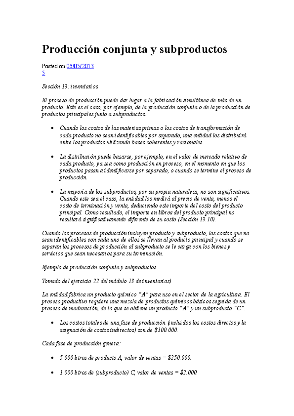 (DOC) Producción conjunta y subproductos